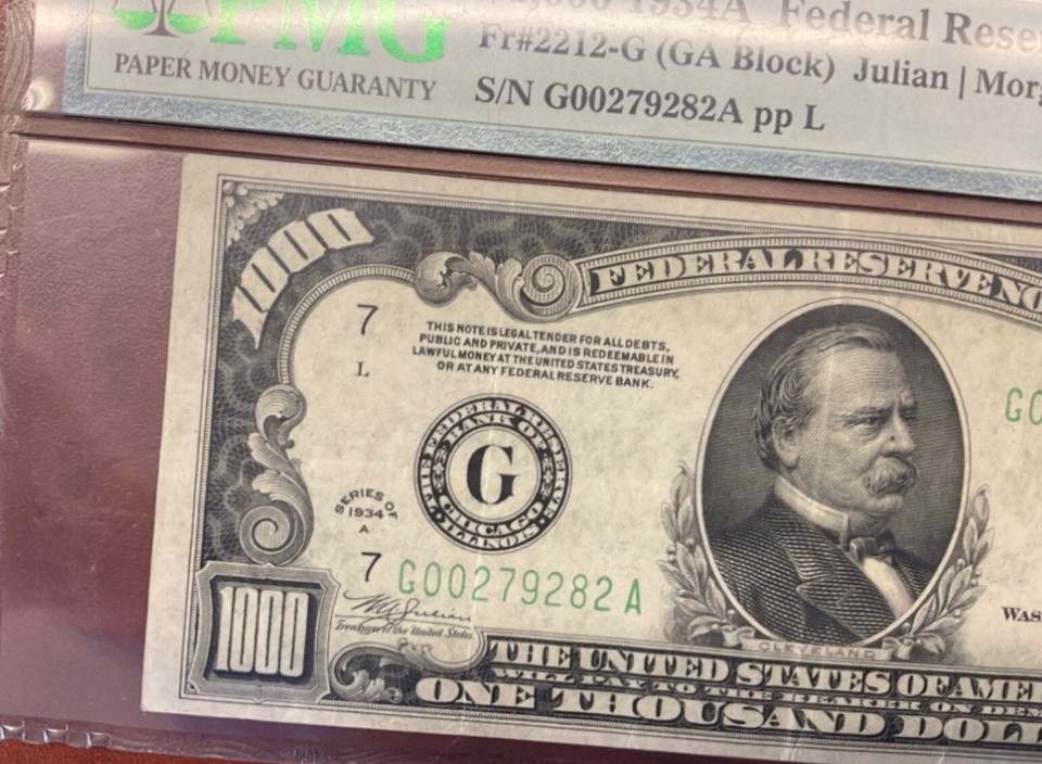 $1000 BILL FEDERAL RESERVE NOTE PMG COLLECTOR RARE U.S 1934 | eBay
