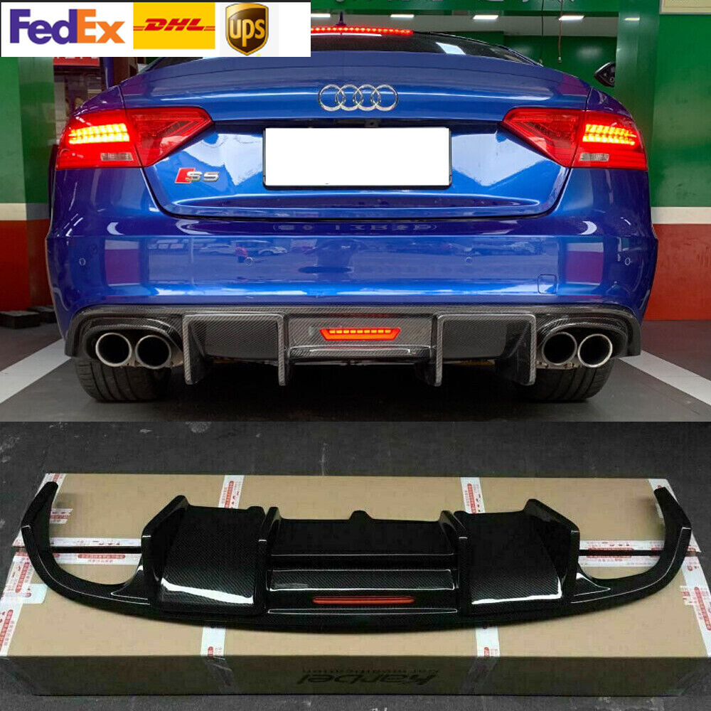 For Audi S5 B8.5 A5 Sline Sedan 12-16 Carbon Fiber Rear Diffuser ...