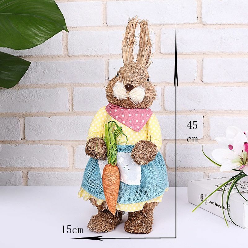 Easter Bunny Straw Rabbit Spring Home Decorations Garden Outdoor ...