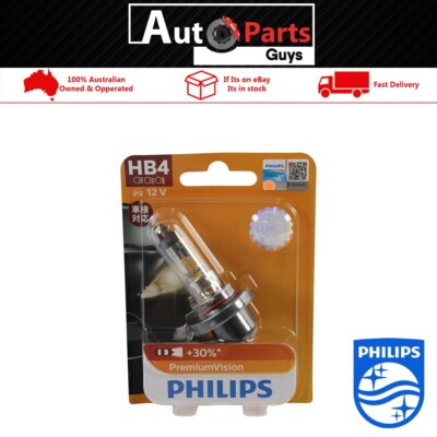 Genuine PHILIPS Premium Vision Headlight HB4 Globe 12V 55W P22D Single ...