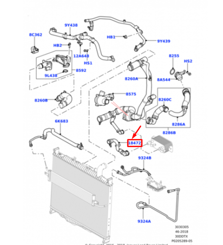 LAND ROVER DISCOVERY V L462 Radiator Cooling System Hose LR013678 NEW ...