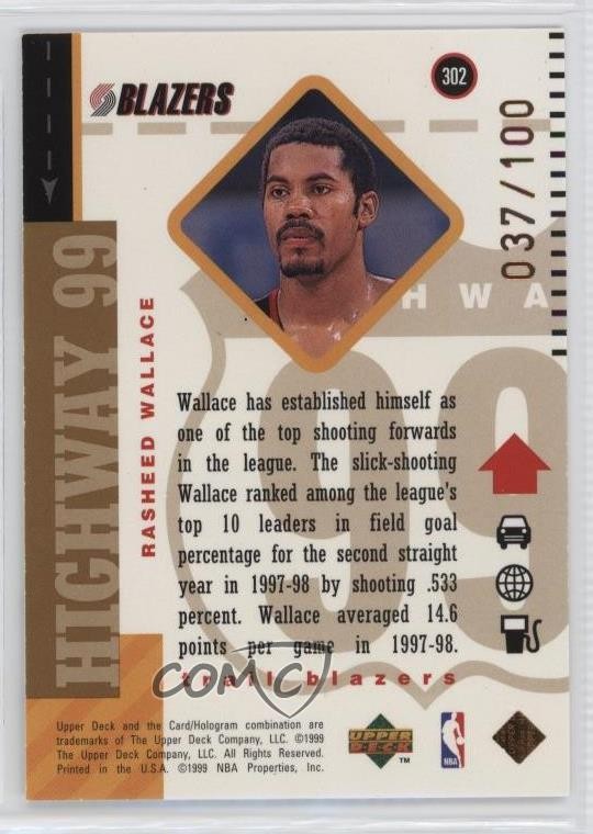 1998-99 Upper Deck Highway 99 Bronze /100 Rasheed Wallace #302 | eBay
