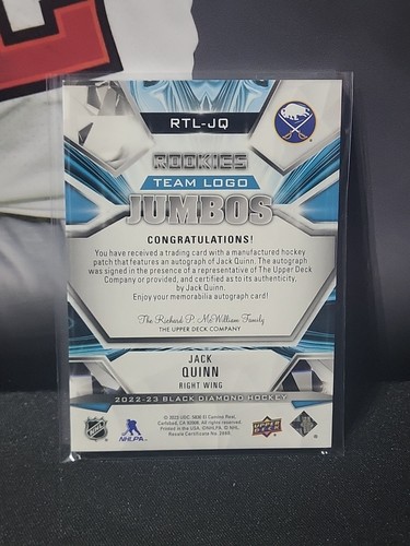 2022-23 Upper Deck Black Diamond Rookies Team Logo Jumbos Auto Jack ...