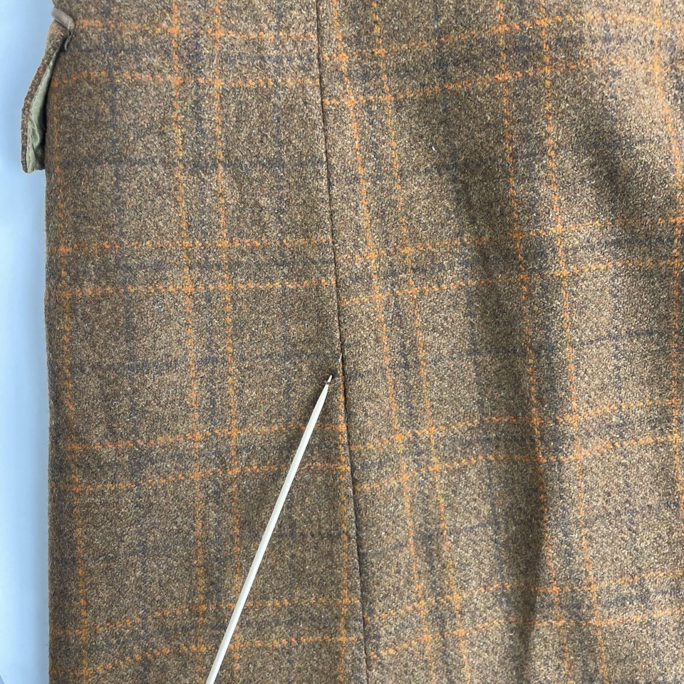 Vintage Cortefiel Wool Pea Coat Jacket Size 42 Plaid Double Breasted ...
