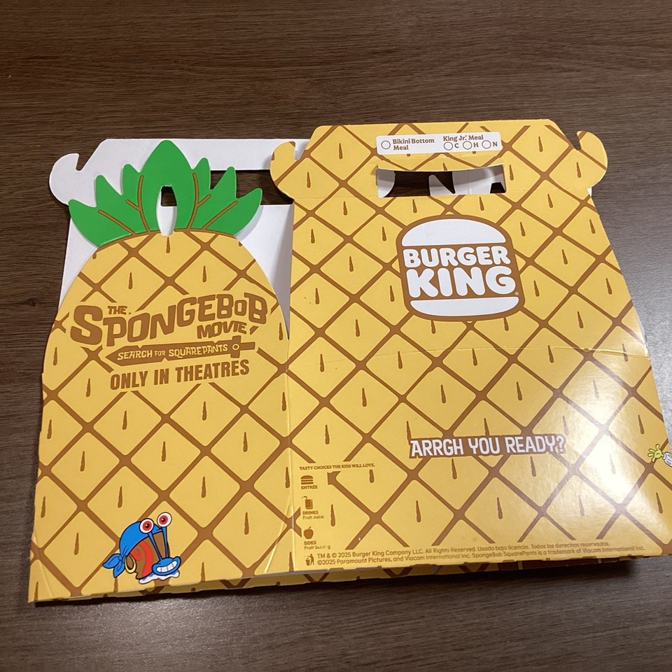 2025 Burger King Spongebob Squarepants Kids Meal Empty Pineapple Box ...