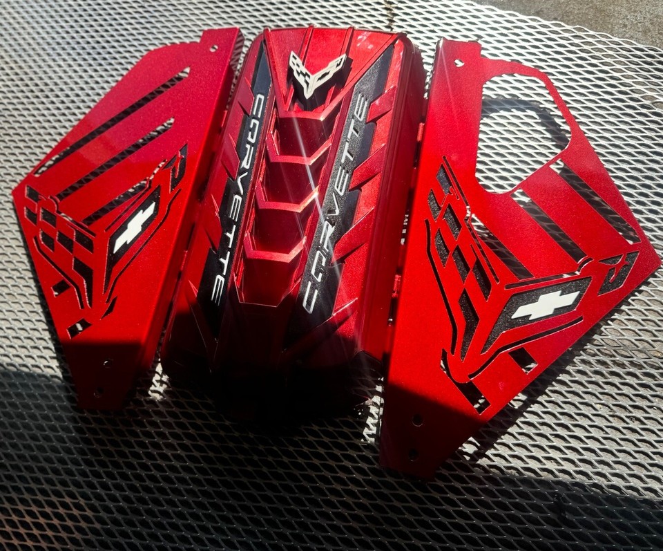 2020/22 CORVETTE C8 ENGINE COVER EDGE RED CARBON FLASH PANELS ...