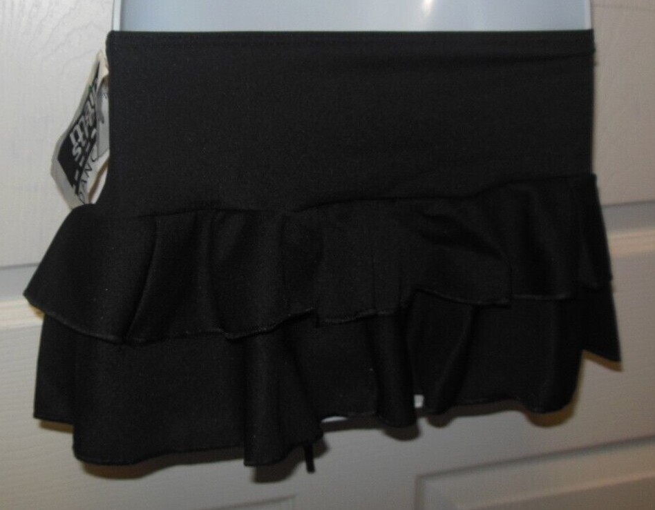 Black 2 layers ruffle DANCE SKIRT w DRAWSTRING LATIN COVERUP BLK Girls ...