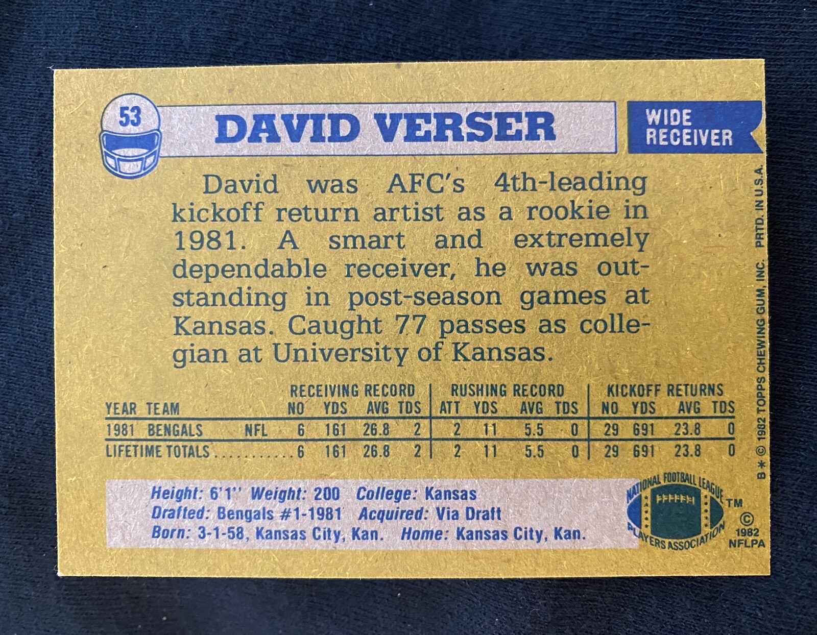 1982 Topps - #53 David Verser (RC) for sale online | eBay