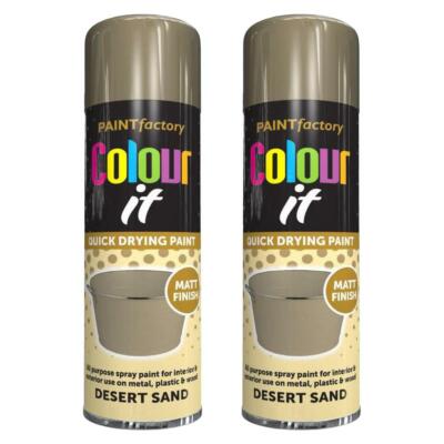 2X Desert Sand Matt Spray Paint Aerosol Auto Car Lacquer Wood Metal ...