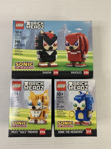 Lot of 3 - LEGO Brickheadz Sonic 40627, Tails 40628, Knuckles/shadow ...