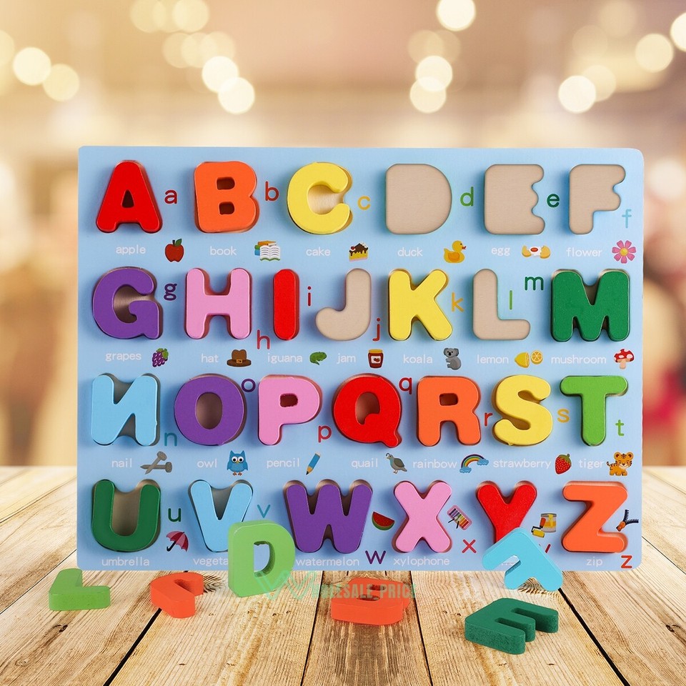 New -- Baby Kids Learning Toys Wooden Alphabet Number Puzzle ABC ...