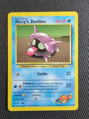 Pokémon TCG Misty's Shellder Gym Heroes 89/132 Regular Unlimited Common ...