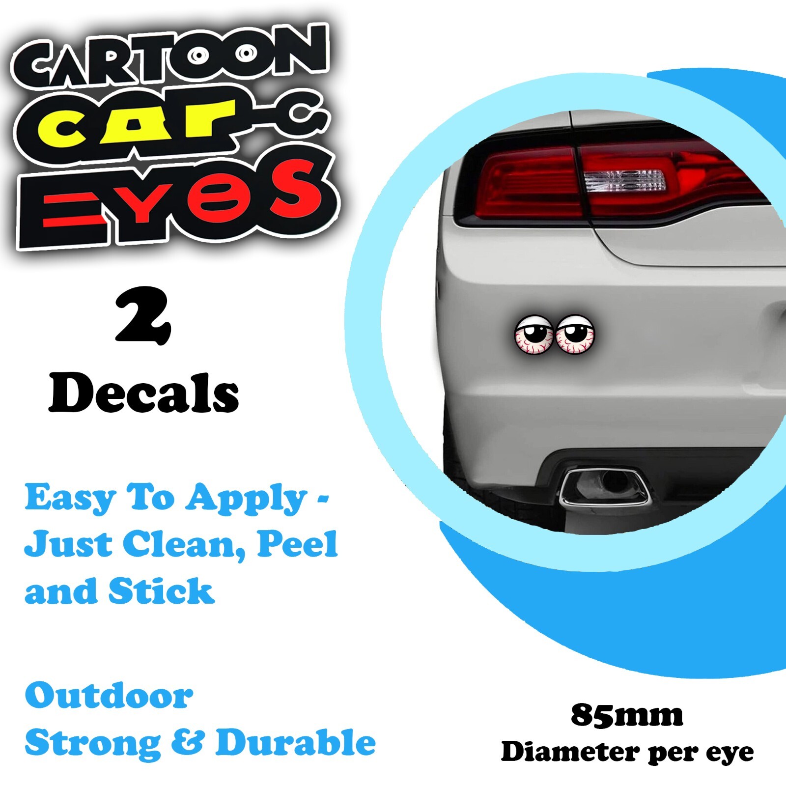 Novelty Cartoon Bloodshot Eyes Car Sticker Decals - Smoker Style - 85mm ...