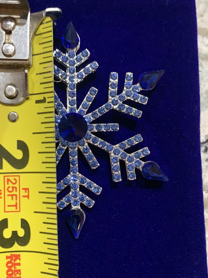 Large 3” Winter Wonderland Royal Blue Snowflake Brooch NEW Rhinestone ...