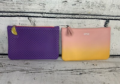 Ipsy 2 Pack Glam Makeup Bags One Purple With Lemon And One Pink/Yellow ...