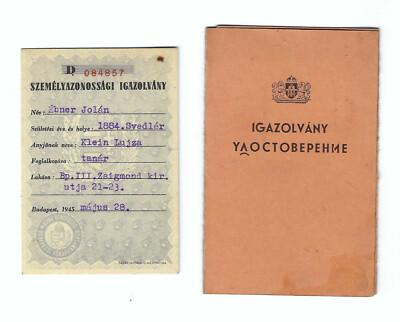 HUNGARY IDENTIFICATION EMPLOYEE HOLOCAUST SURVIVOR Pr. EBNER JOLAN ...