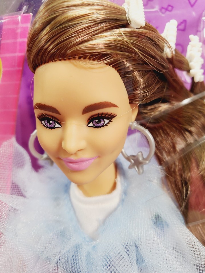 NEW 2020 Barbie Extra Doll #9 Blue Ruffled Jacket /Pet Crocodile Mattel ...