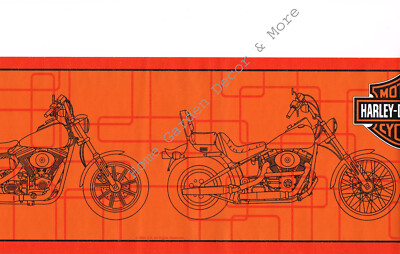 Genuine HARLEY DAVIDSON Motorcycles Bike ORANGE Black Wallpaper Border ...