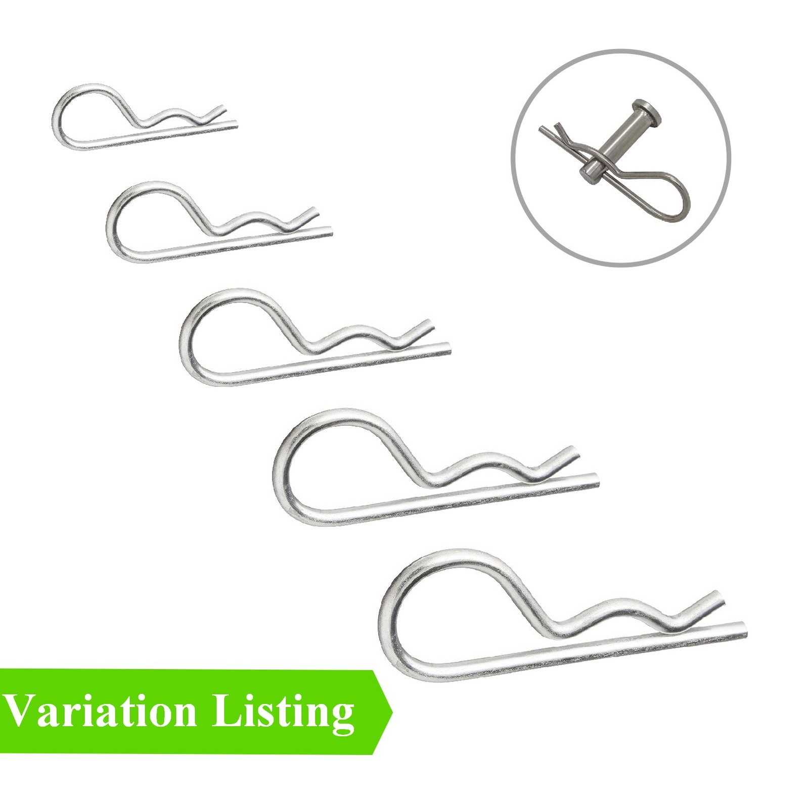 R Clips for Securing Clevis Pins, Bright Zinc Plated, Retaining Split ...