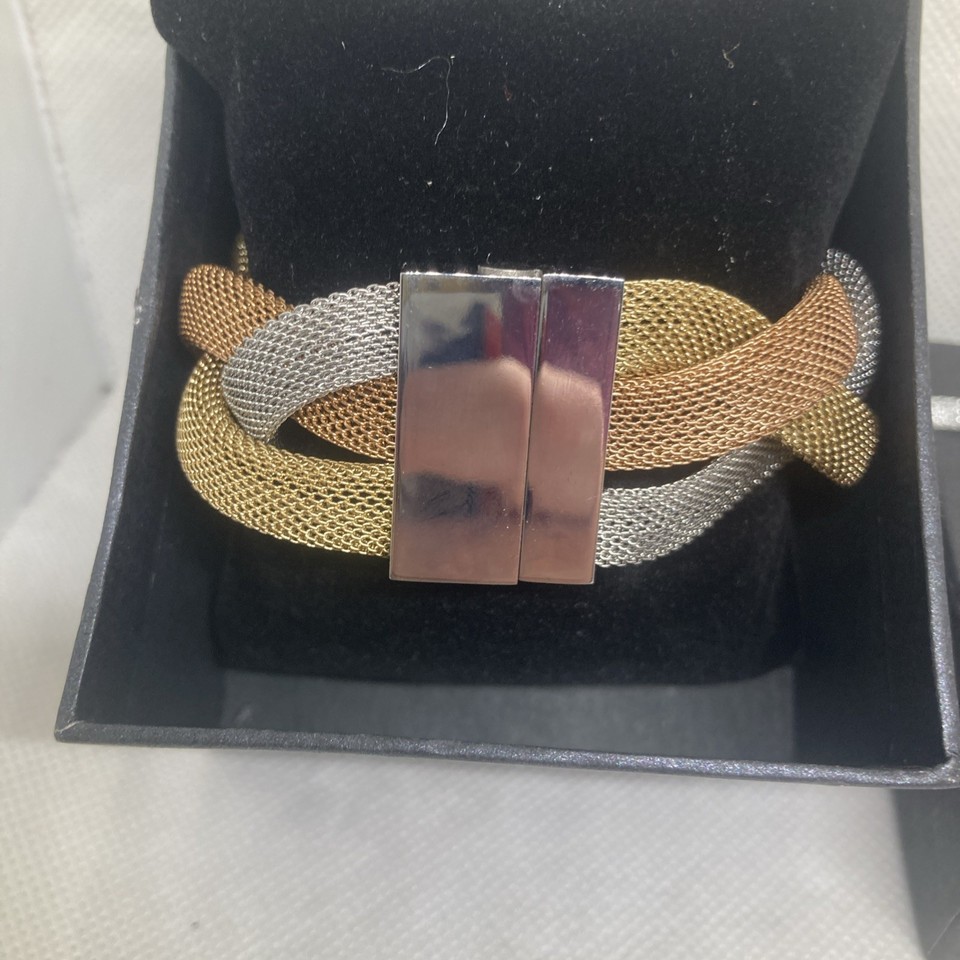 New Boxed Triple Mesh Braided Mesh Stainless Steel Bracelet | eBay
