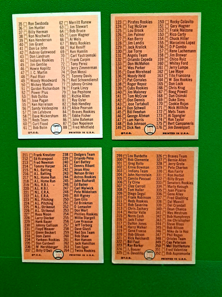 1966 Topps Baseball All 7 Checklists (From Mays to Gaylord Perry) NO ...