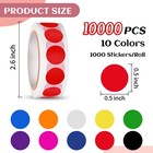 10000 PCS 1/2" Round Color Coding Labels Circle Dot Stickers, 10 ...