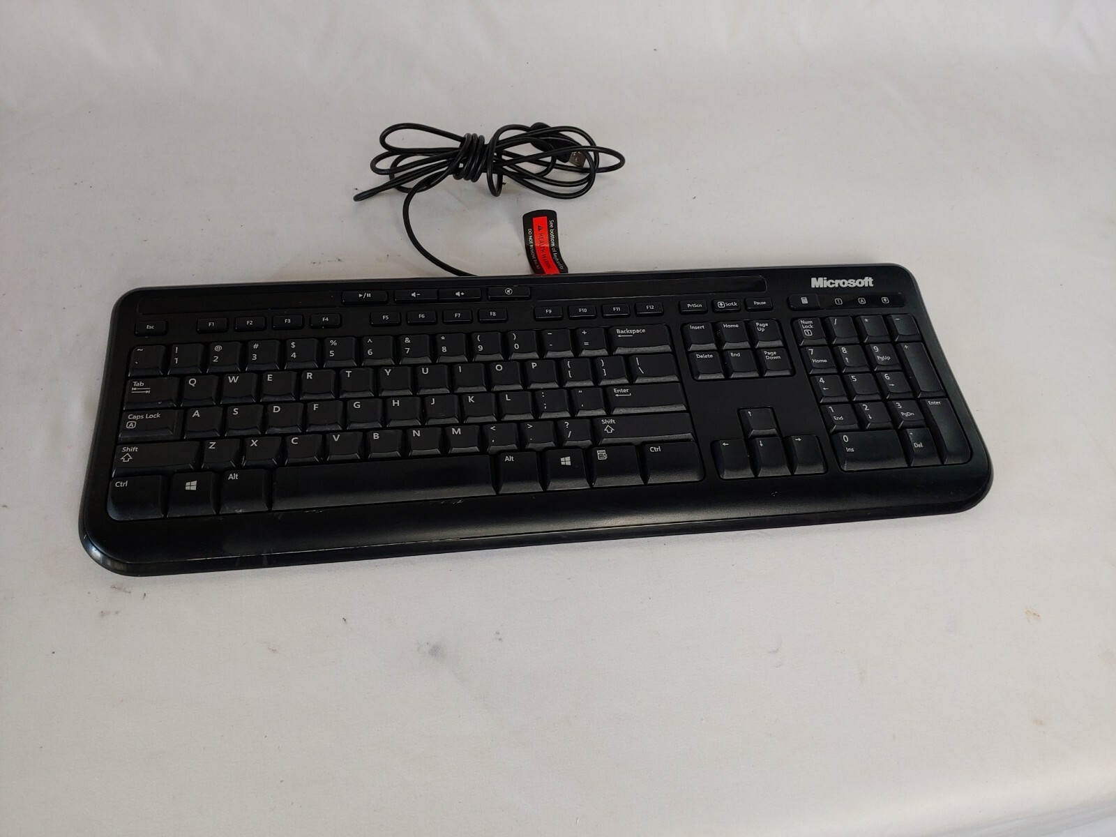 Genuine Microsoft USB Wired 600 Black Desktop PC Keyboard #1366 X818767 ...