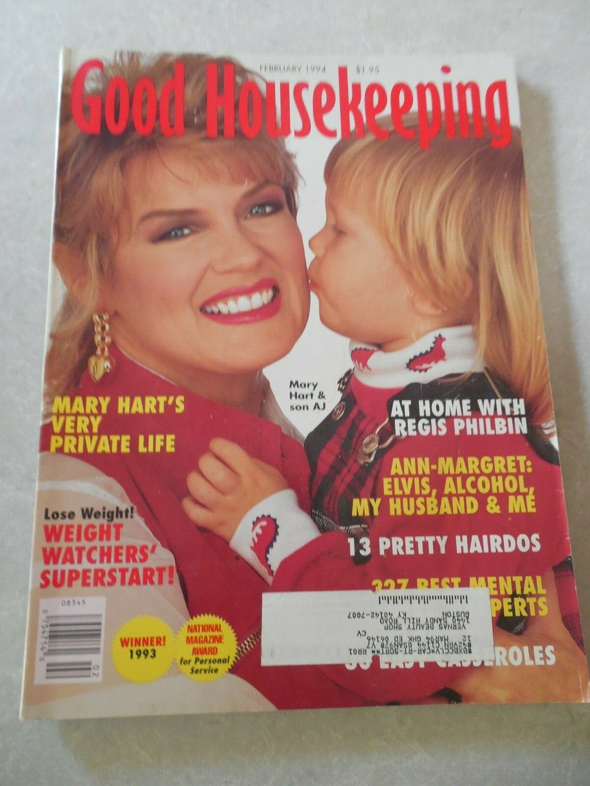 GOOD HOUSEKEEPING Magazine, FEBRUARY 1994, MARY HART & SON AJ Cover ...