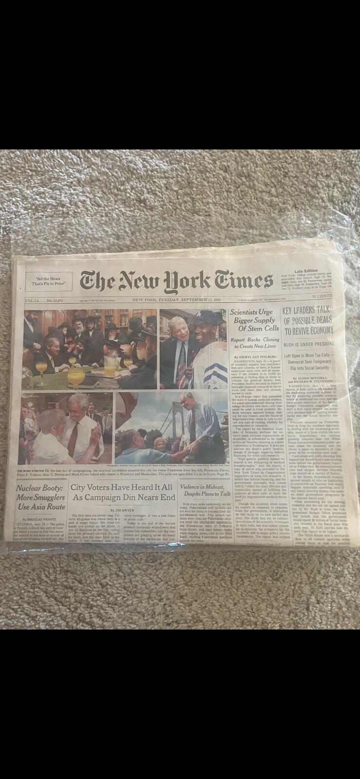 New York Times newspaper September 11, 2001 9/11 New York Times, VERY ...