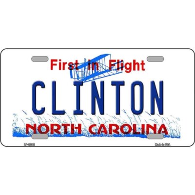 North Carolina Clinton License Plate Metal Sign Plaque Art Car Truck ...