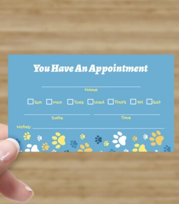 50 Paw Print Appointment Reminder Cards Business Grooming Salon Dog ...