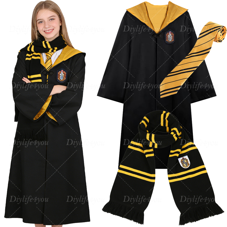 UK Harry Potter Gryffindor Ravenclaw Slytherin Robe Cloak Tie Costume ...