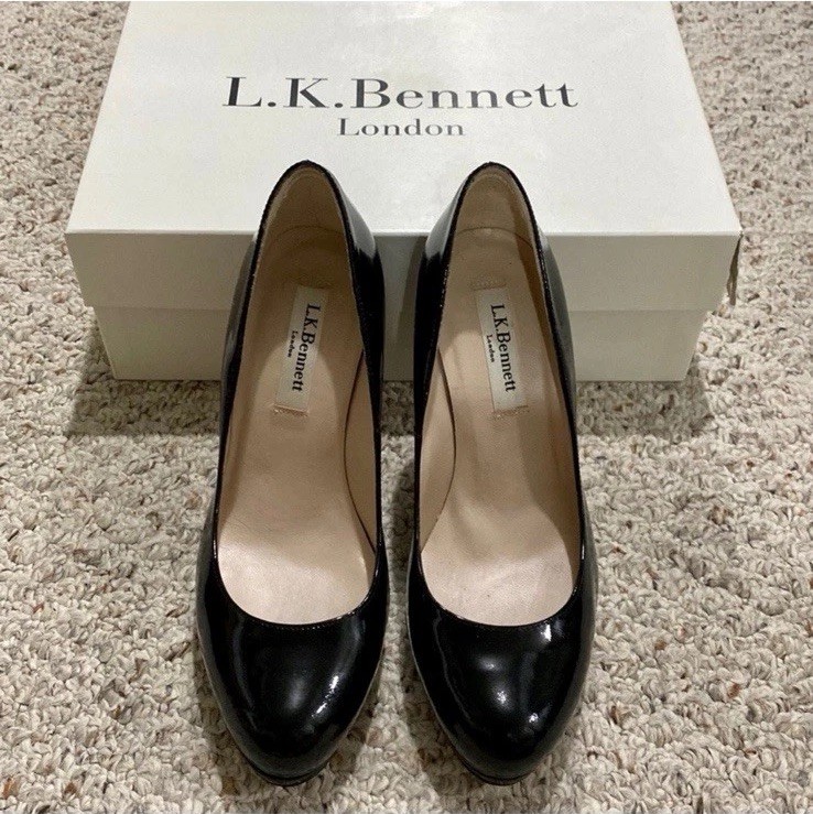 L.K. Bennett Sledge Patent Platform Heels Black Size 36.5 | eBay