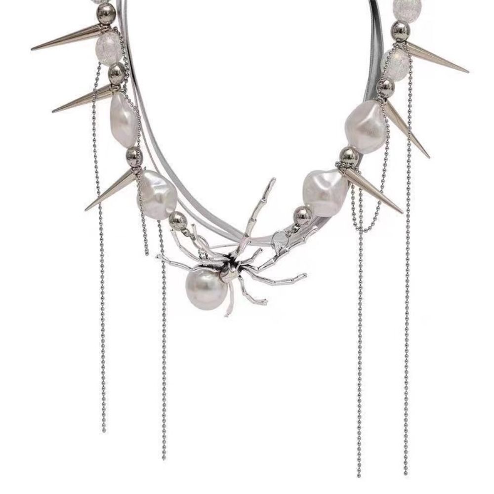 Leather Spider Tassel Necklace Multi layered Choker New Insect Chains ...