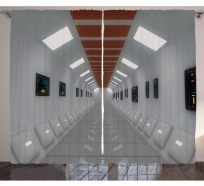 Futuristic Curtains, Space Station UFO Futuristic Hallway 108" X 84 ...