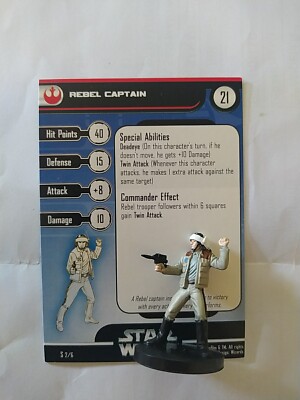 Star Wars Miniatures - Rebel Captain S2/6 - 2P7/24 - Rebel - WOTC, with ...
