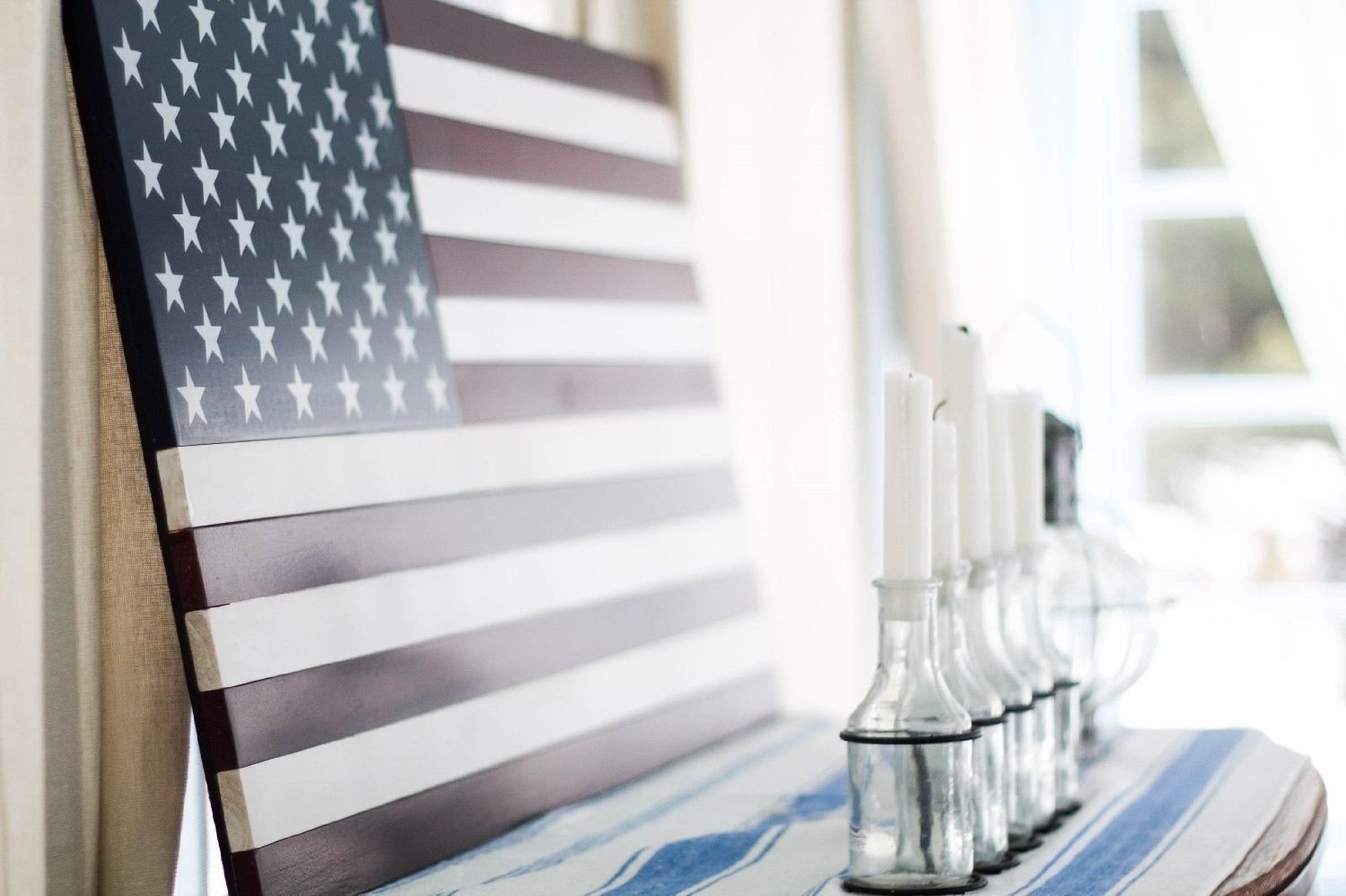 36" x 19" Large Hand-Crafted Thin Blue Line Wood American Flag for our ...