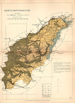 Pre-1900 - 1889 Hand Colour Geological Map