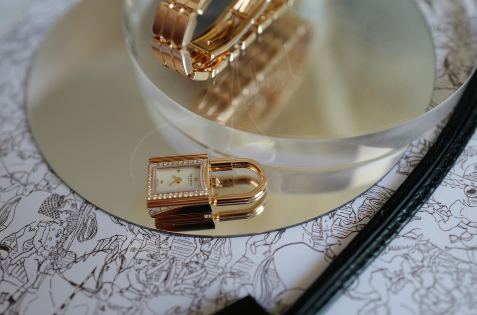 BNIB Hermes Mini Kelly Watch Rose Gold 16 mm With Diamond Set Over $40K ...