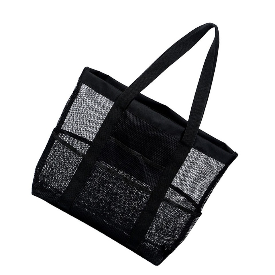 Large Mesh Beach Bag Multi-pocket Beach Tote Beach Toy Pouch Travel ...