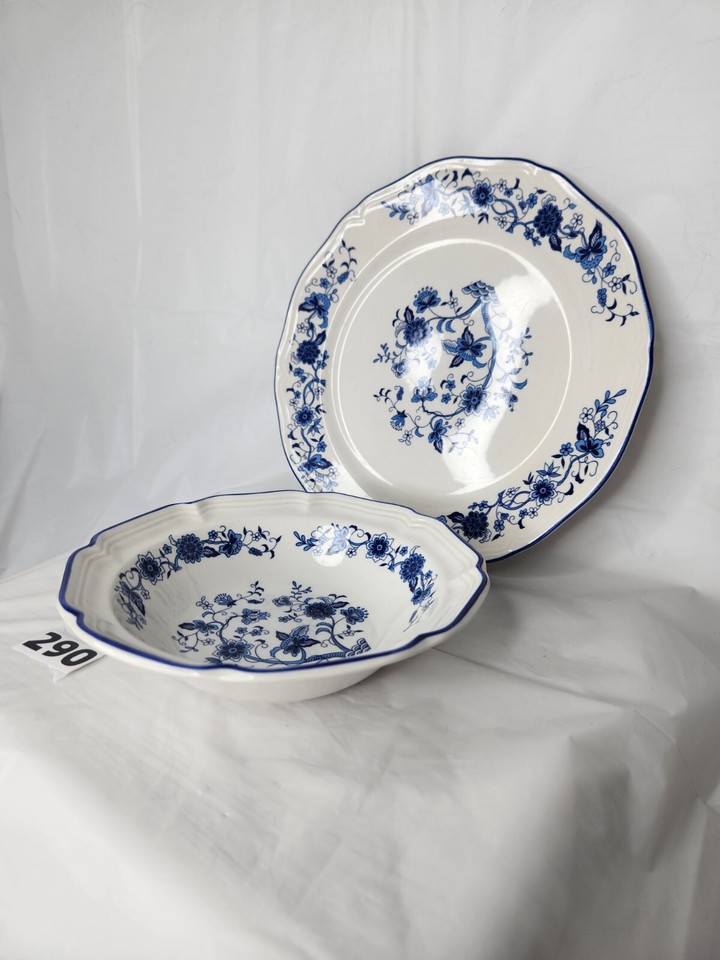 Hankook Plate 9 1/2" Bowl 7" Seine Blue Onion White Lot of 2 Korea | eBay