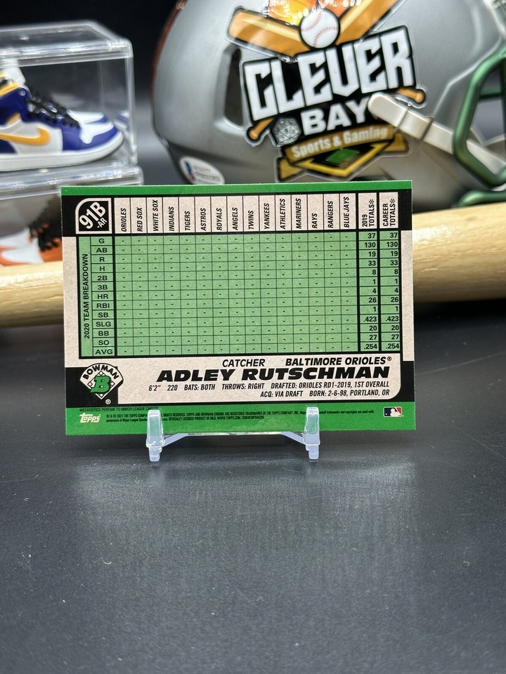 2021 Topps Bowman Adley Rutschman 91B-AR 1991 Design Refractor Orioles ...