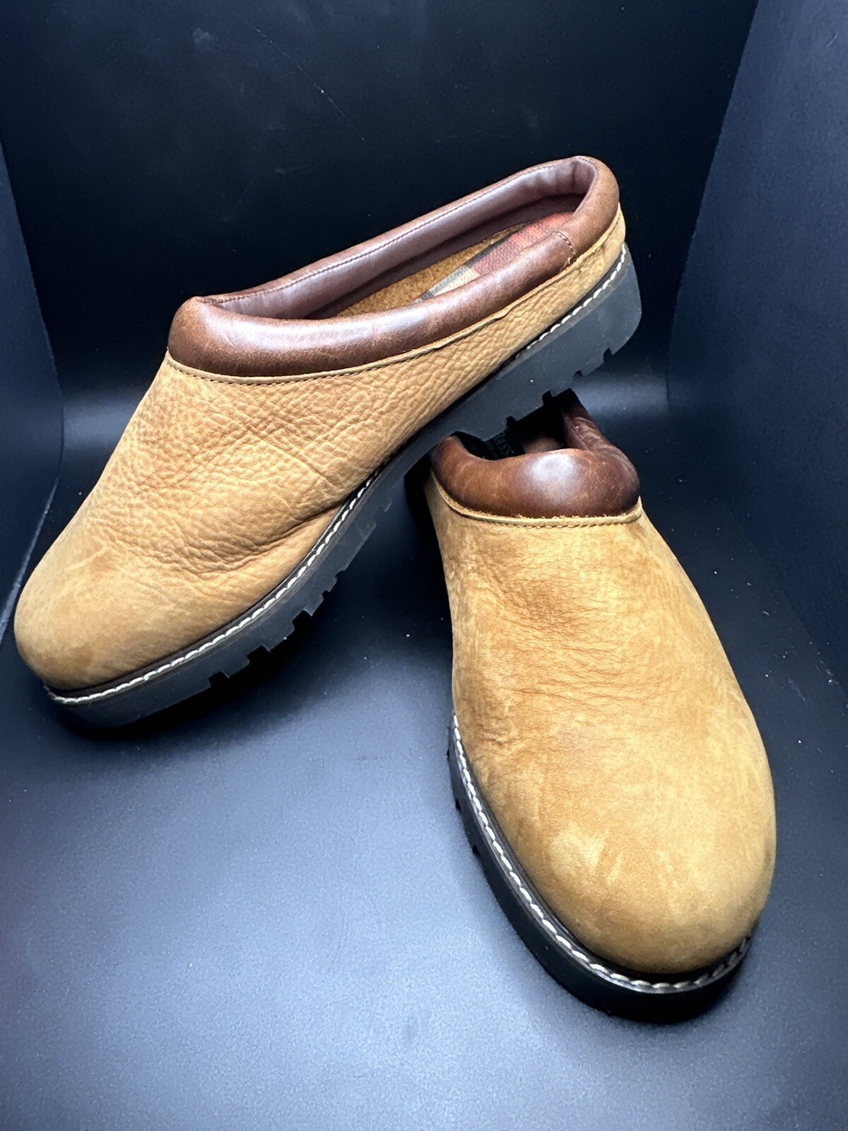 GH Bass & Co Womens 7M Slip On Mules Suede Camel Brown Leather Canoe ...