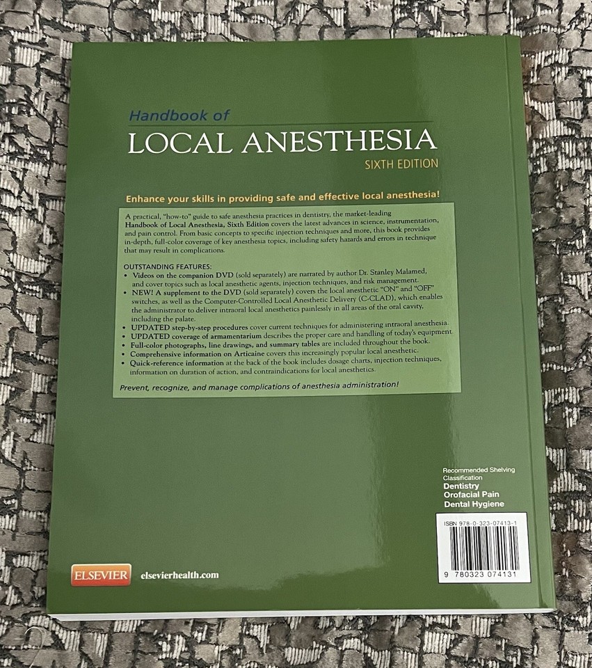 Handbook of Local Anesthesia by Stanley F. Malamed (2012, Trade Paperback) 9780323074131| eBay