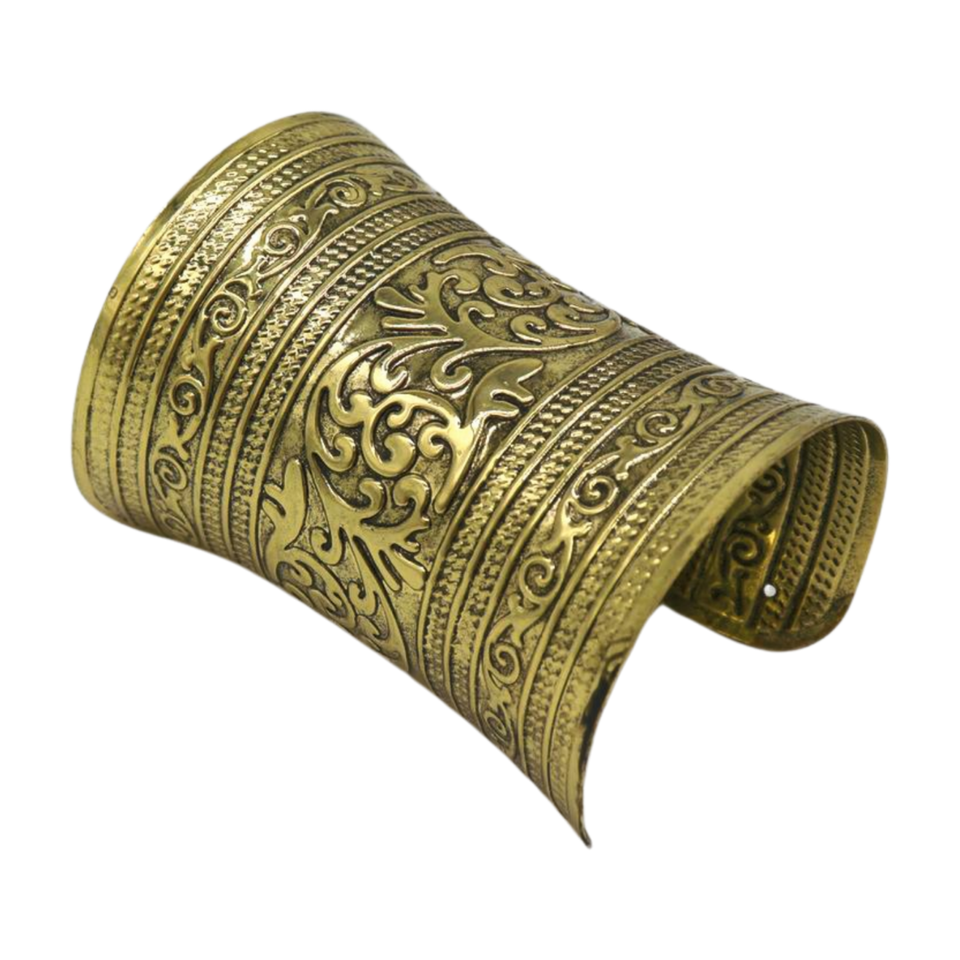 Women Antique Gold Long Metal Roman Cuff Fashion Bracelet Vintage Rusty ...