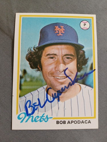 BOB APODACA 1978 Topps # 592 autographed signed baseball card N.Y. METS ...