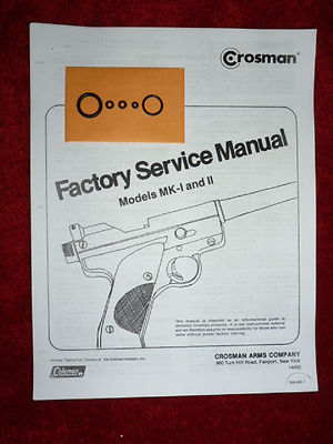 Crosman Mark I 1 Mark MK II 2 O-Ring Seal Kit + Service Manual #2 ...