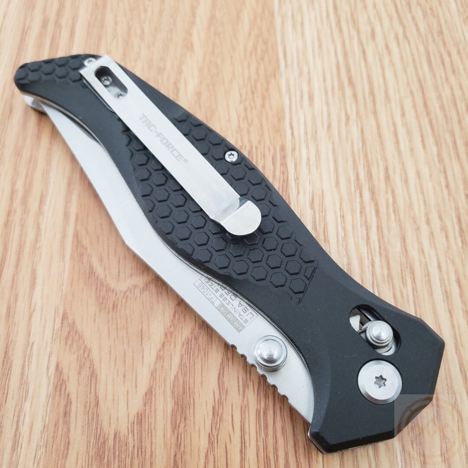Tac Force Folding Knife 5" Satin Finish Stainless Steel Blade Black ...