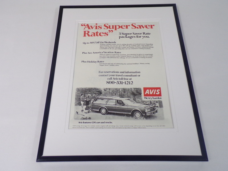 1979 Avis Rental Car / GM 11x14 Framed ORIGINAL Vintage Advertisement ...