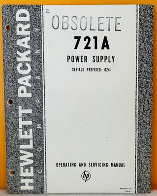 HP 00010-2 1961 Model 721A Power Supply Operating & Service Manual. | eBay
